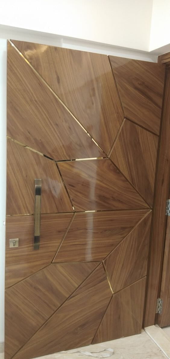 Luxury HDHMR Profile Door with Brass Inlay and High Gloss Deco Paint ...