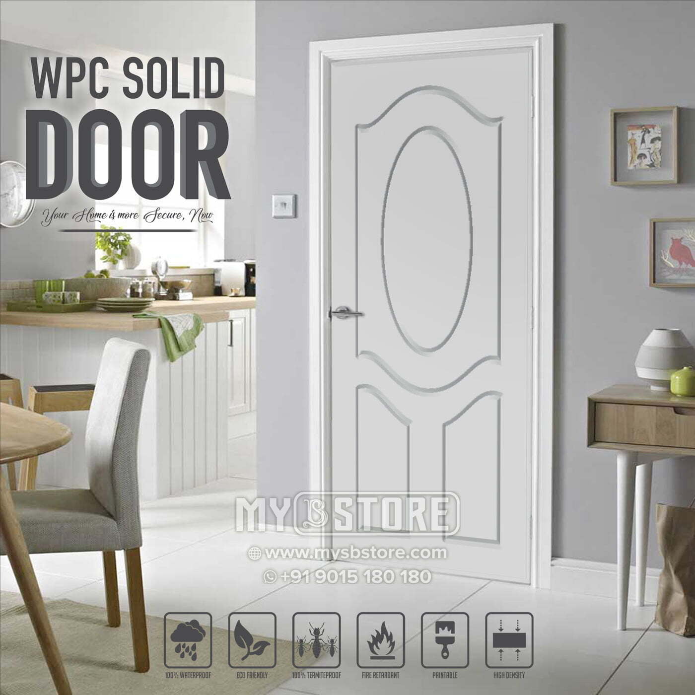 Waterproof WPC Bathroom Door | Durable & Stylish | Customizable Sizes ...