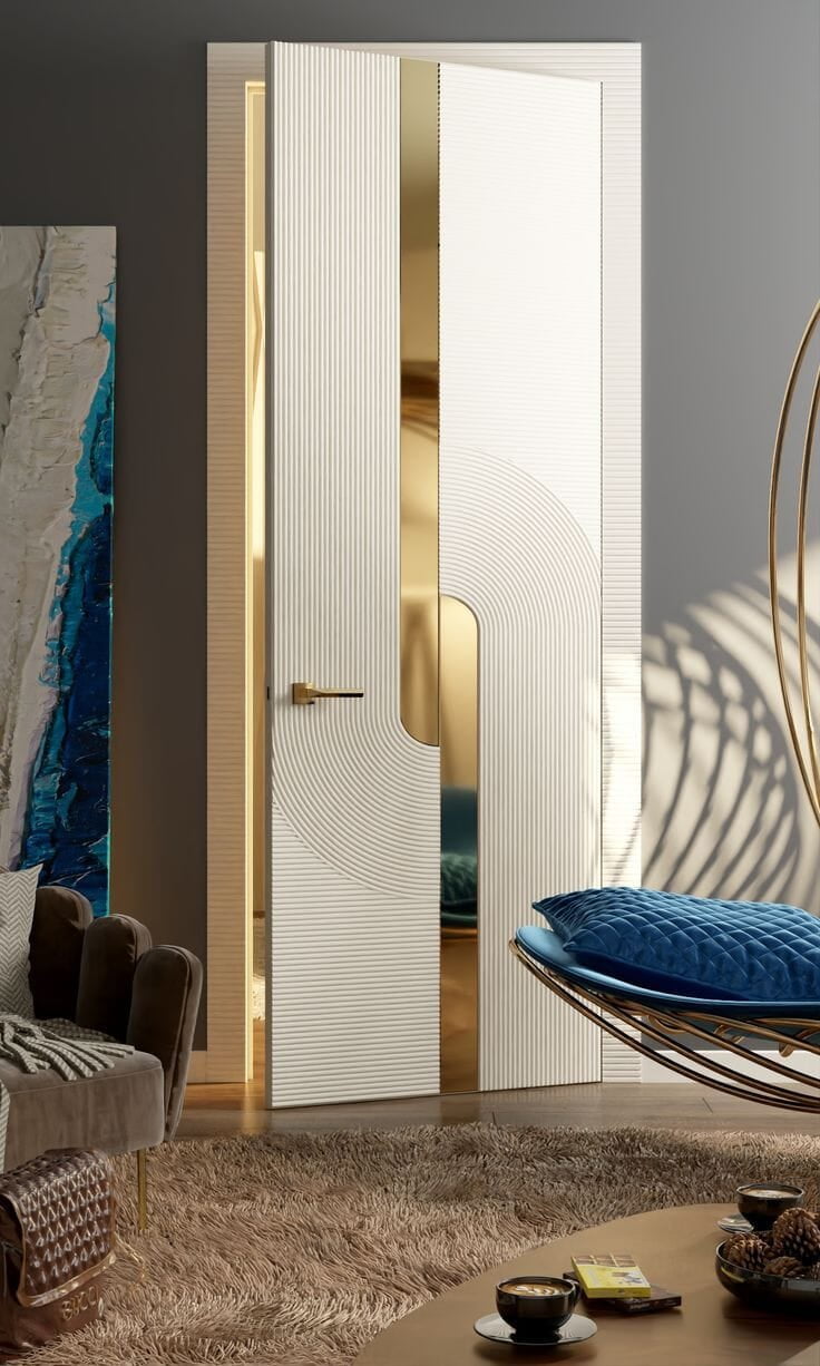 2.5D HDHMR Fluted Door with Deco Paint | Elegant Interior Doors